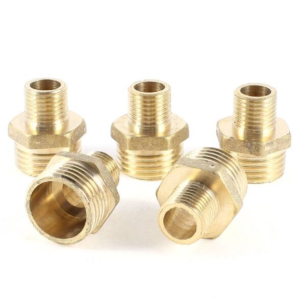5 Pcs 1/2"PT to 1/4"PT Male Thread Straight Pipe Coupling Fitting ...