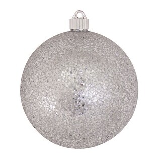 2ct Silver Shatterproof Glitter Christmas Ball Ornaments 6" (150mm ...
