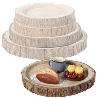 Wood Tree Bark Indented Display Tray Serving Plate Platter Charger ...