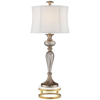 Modern Buffet Table Lamp Brass Riser 36 1/2" Tall Mercury Glass - 15" x ...