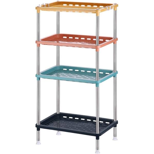 4-Tier Multicolor Plastic Storage Rack Easy Assembly Space Saving - Bed ...