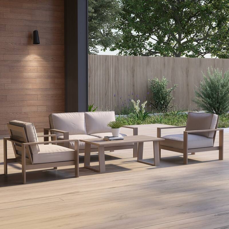 Katalla Aluminum 4-piece Conversation Set with Coffee table - Overstock ...