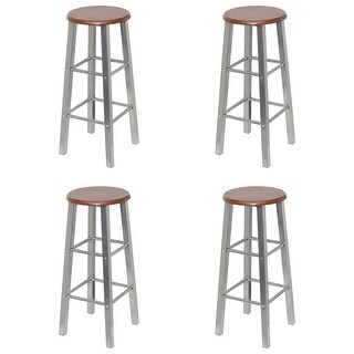 Bar Stools 4 pcs Silver and Brown MDF - Bed Bath & Beyond - 37582646