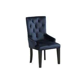 Velvet Fabric Dining Chairs Luxury Tufted Back with Nailed Trim and ...