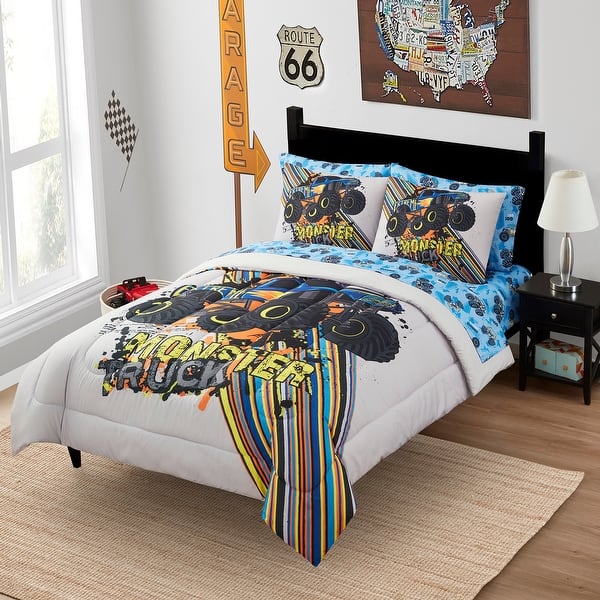 Kids Monster Truck Bed in a Bag Comforter, Sham & Sheet Set - Bed Bath ...