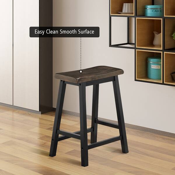 24 Inch Saddle Seat Stools Wood Vintage Counter Height Chairs - On Sale ...