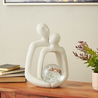 White Polystone Abstract Textured People Decorative Sculpture with ...