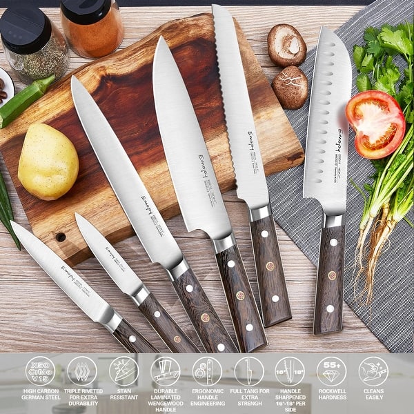 Knife Set, 16 Pcs Kitchen Knife Set with Block, Chef Knife Set with ...