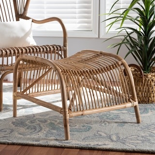 Lamaria Modern Bohmenian Natural Brown Antique Rattan Footstool - Bed ...