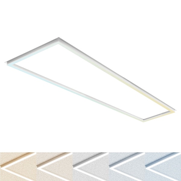 Luxrite 1x4 FT Edge-Lit Frame LED Panel Lights, 5CCT Selectable, 2600 ...