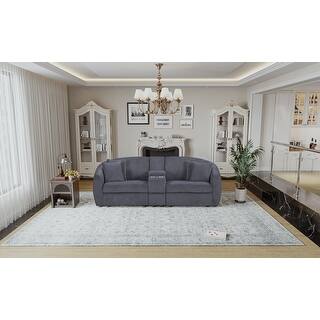 Oversized two-seat curved solid wood sofa with high quality sponge ...