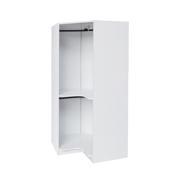 Space saving corner wardrobe store