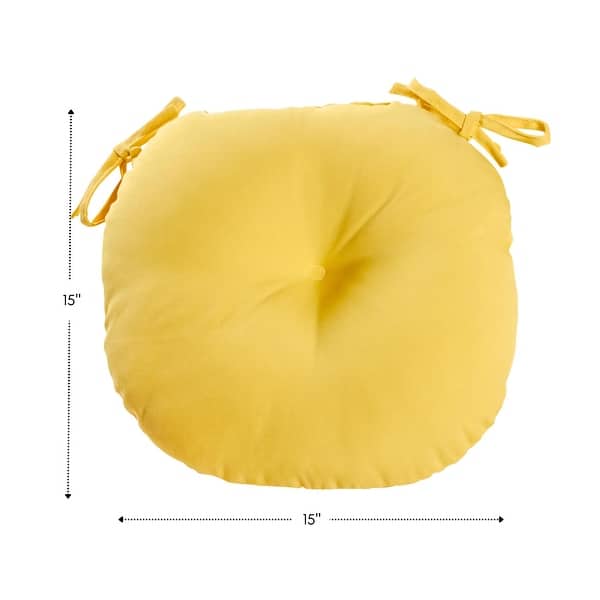 Sunbeam Yellow 15-inch Round Outdoor Bistro Chair Cushion (Set of 4 ...