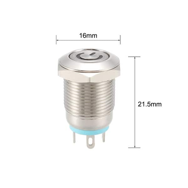 Momentary Metal Push Button Switch Flat Head 12mm Mounting Dia 1NO 12V ...