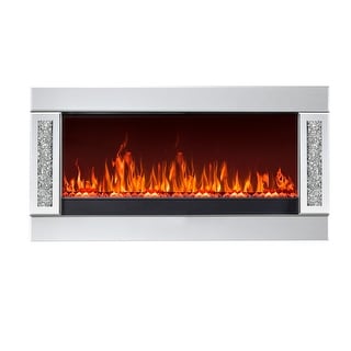 SHYFOY Modern Electric Fireplace, Mirror Finish with Sparkling Diamond ...