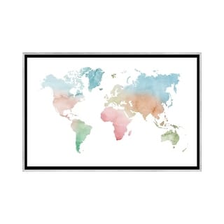 iCanvas "Watercolor World Map - Pastels Colors" by Nouveau Prints ...