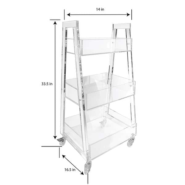 DesignStyles 3 Tier Rolling Acrylic Cart - 14" x 16.5" x 33.5" - Bed ...