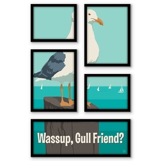 Americanflat Wassup Gull Friend Coastal Collection 5 Piece Grid Wall ...