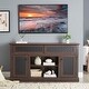 2 Door Embossed Pattern TV Stand with Open Storage Shelf and Sliding ...