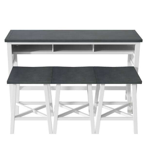 Farmhouse Counter Height 4-Piece Dining Table Set, 60" Console Kitchen ...