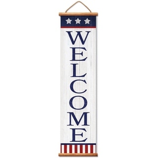 Patriotic Welcome Indoor/Outdoor Vinyl Hanging Entryway Sign Made in ...
