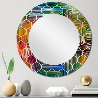 Designart 'Colour Fusion III' Printed Modern Wall Mirror - Bed Bath ...