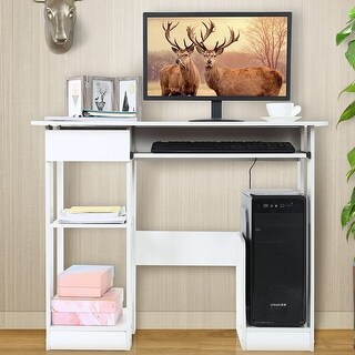 Study Laptop Table CPU Storage Drawer Keyboard Tray Storage Shelves ...