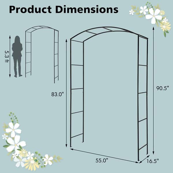Gymax Garden Arch Arbor Trellis 7.5 ft Patio Pergola Plant Stand Rack ...