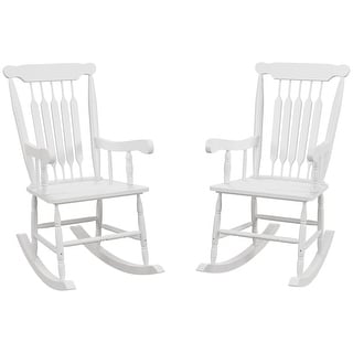 Outdoor Wood Rocking Chairs Set Of 2, 350 Lbs. Porch Rockers With High ...