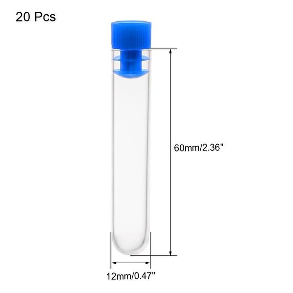 20Pcs Centrifuge Test Tubes Round Bottom Polystyrene Blue Cap 12x60mm ...