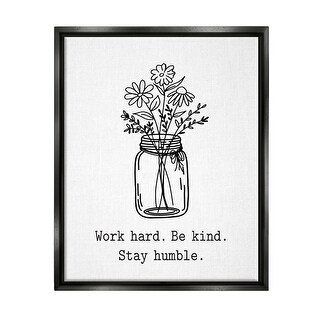 Stupell Stay Humble Casual Floral Line Doodle Bouquet Floater Frame ...