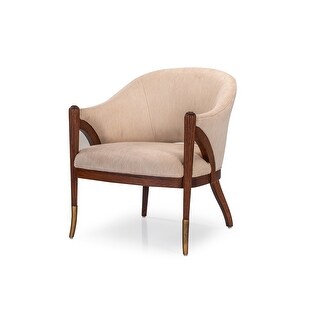 SIMONE Accent Chiar Wood Barrel Chair Armchair with Cushioned Seat and ...