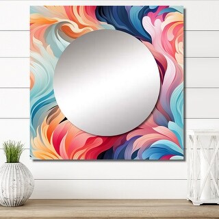 Designart "Pink And Blue Electric Swirls Infuse I" Modern Wall Mirror ...
