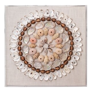 20 Inch Coastal Wall Accent Art, Concentric Seashell Circle, Linen ...