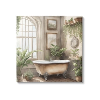 Stupell Traditional Bathroom with Plants Canvas Wall Art Design by Kim ...