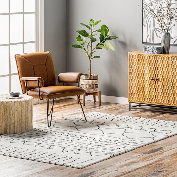 COSMOLiving Mid Century Modern Marble Cream Beige Large Fluffy Area Rug ...