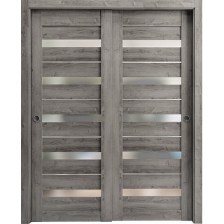 Sliding Closet Bypass Doors 36 x 80 inches | Quadro 4445 Nebraska Grey ...