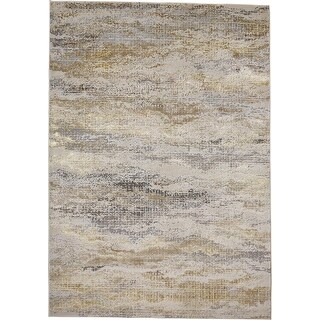 5' X 8' Gold Gray And Ivory Abstract Stain Resistant Area Rug - 3'6 ...