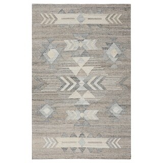 Cindy 5 x 8 Area Rug, Flat Handwoven Polyester, Geometric Design, Gray ...