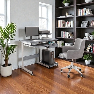 Computer Workstation Desk with Keyboard Shelf, CPU Shelf, Utility ...