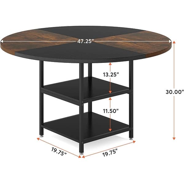 Kitchen Table Dining Table for 4 with Storage Shelf Metal Legs Wood ...