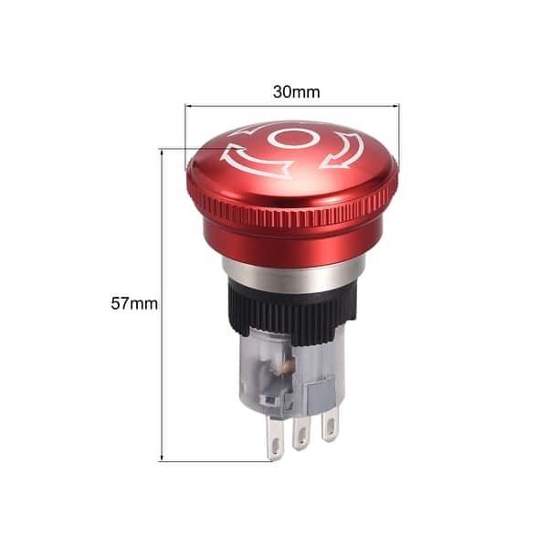 16mm Latching Emergency Stop Push Button Switch AC250V 5A 1NO 1NC w ...