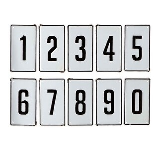Pack of 10 Black White Enamel Rectangular Numbers Wall Mounted Tag 8 ...