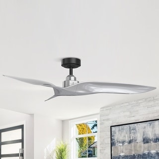 52" Modern Silver ABS 3-Blade Outdoor Ceiling Fan without Light - Bed ...