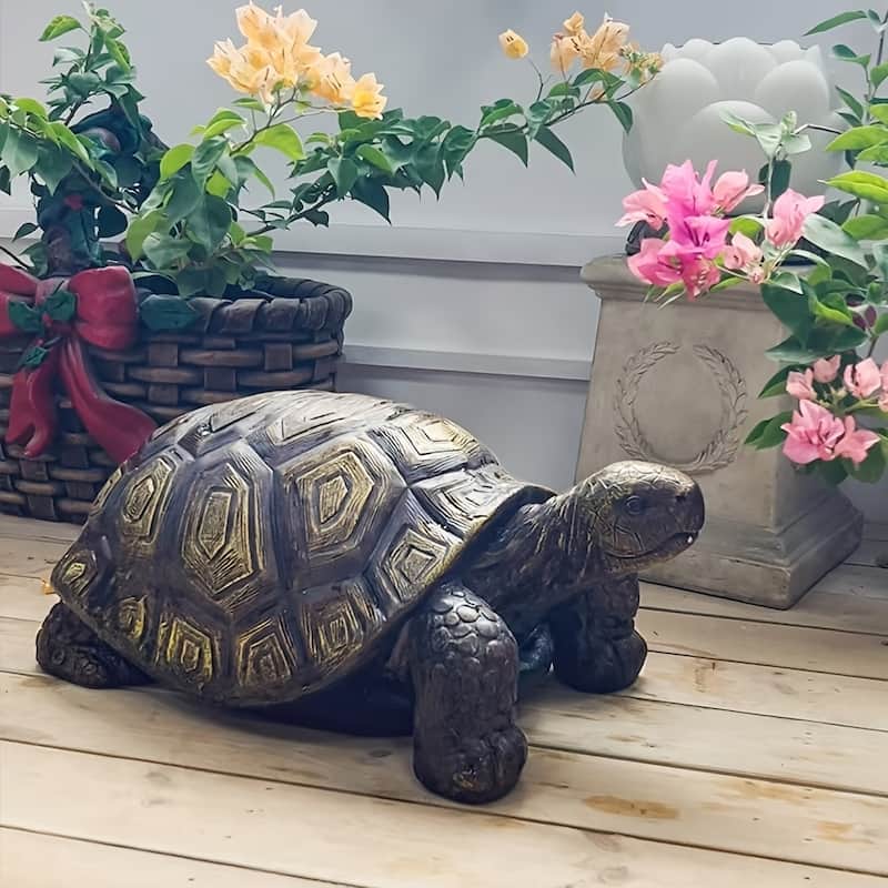 GDFStudio - 21" 3D Resin Turtle Statue Weather-Resistant Outdoor Indoor ...