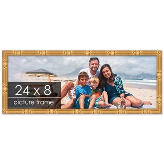 24x8 Bamboo Gold Complete Wood Picture Frame with UV Acrylic, Foam ...