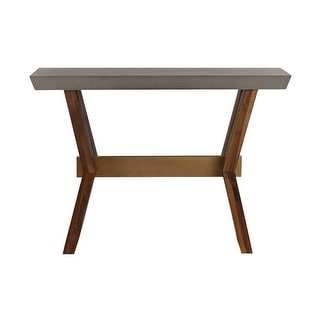 Miri 42 Inch Rustic Wood Console Table, Concrete Tabletop, Deep Brown ...