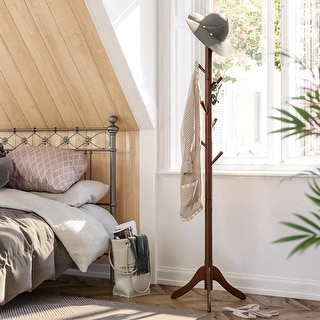 VASAGLE Coat Rack Free Standing, Wooden Hall Tree Coat Hat Tree Coat ...