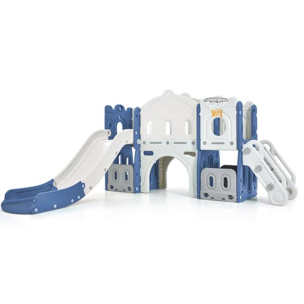 Kids Slide Playset Structure, Castle Climber with Slide and Basketball ...