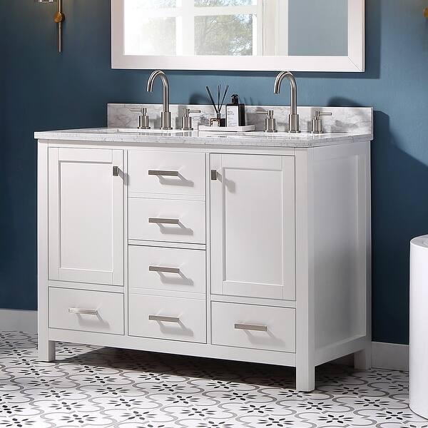 Whitney 48'' Free-standing Double Bathroom Vanity with Marble Vanity ...